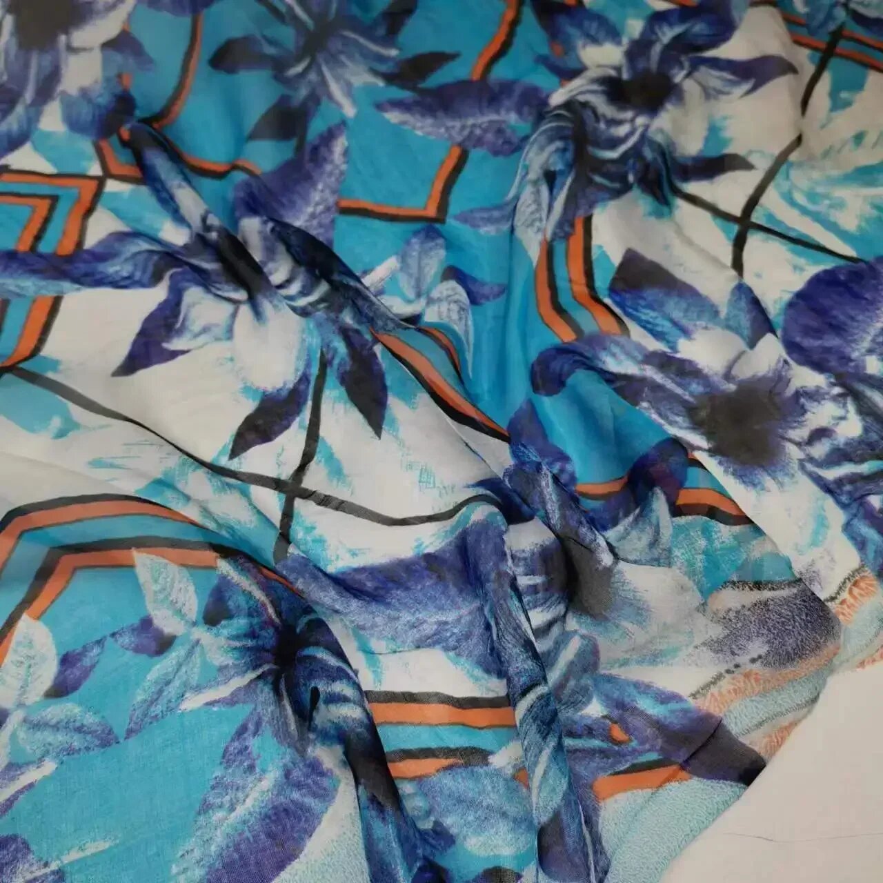 Шелковая шифоновая ткань Uuyol 100% шелк 135 см Бирюзовый, 17