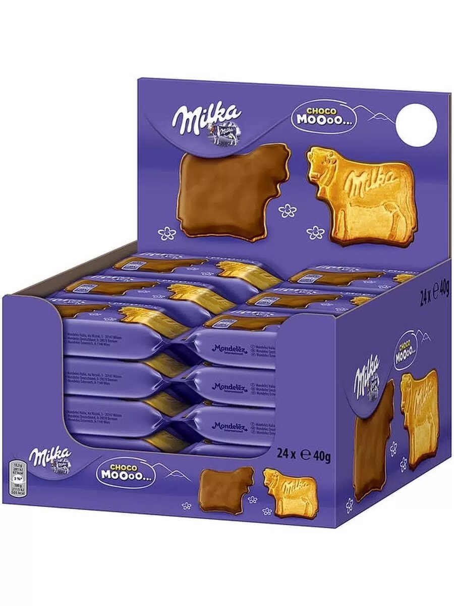 Печенье Милка покрытое молочным шоколадом / Milka Choco Cow 24 шт х 40 гр