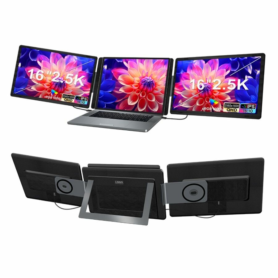 Портативный двойной монитор S9G PRO 16" IPS 2560 1600, sRGB 100%, Type-C/HDMI, отсоединимые экраны