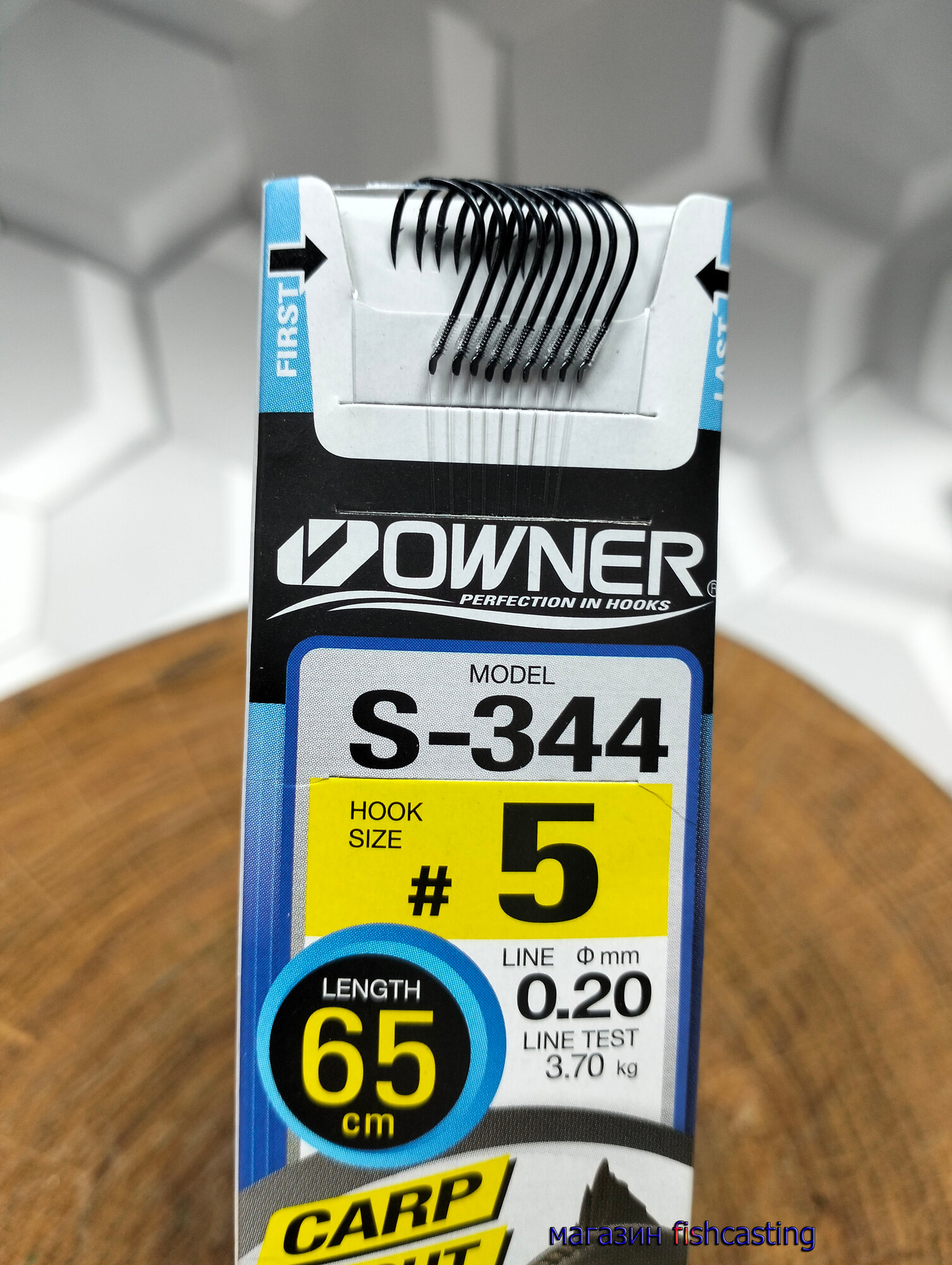 Крючки с поводками OWNER S-344 №5 9шт. 65см. 0,20мм. 3,7кг.