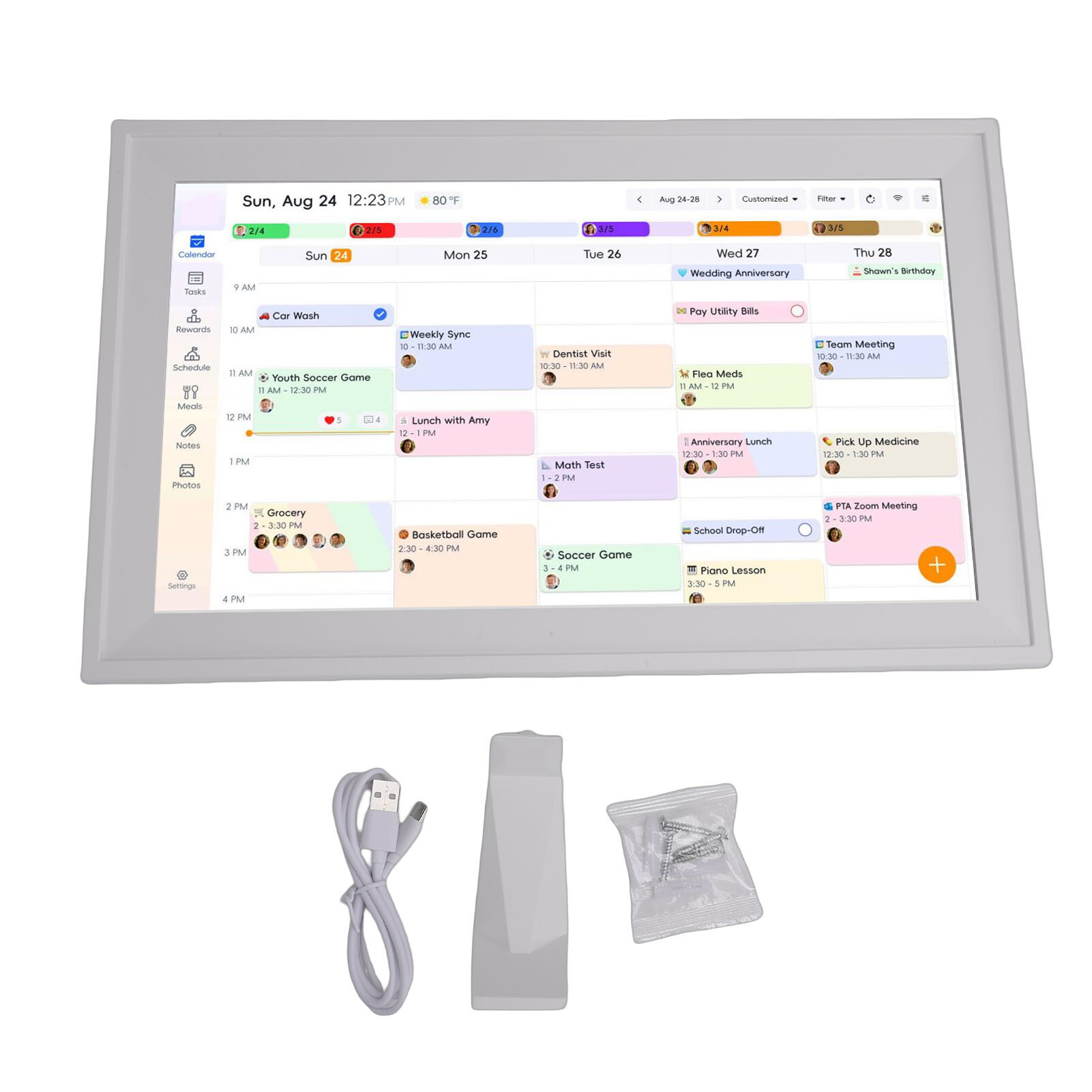 Цифровой Календарь Настенный Настольный С Сенсорным Экраном 1920х1080 15,6 Дюймов WiFi Семейный Планировщик с Громким Напоминанием о Тревоге для Дома