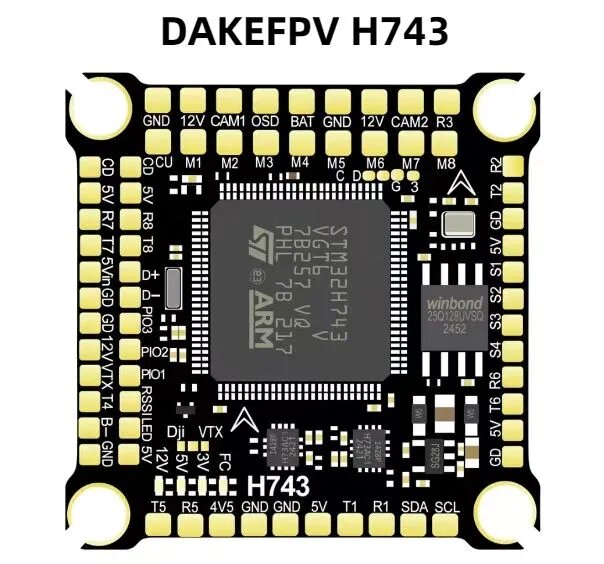 DAKEFPV H743 Полётный контроллер 55A/60A/70A 4-в-1 ESC для FPV дронов