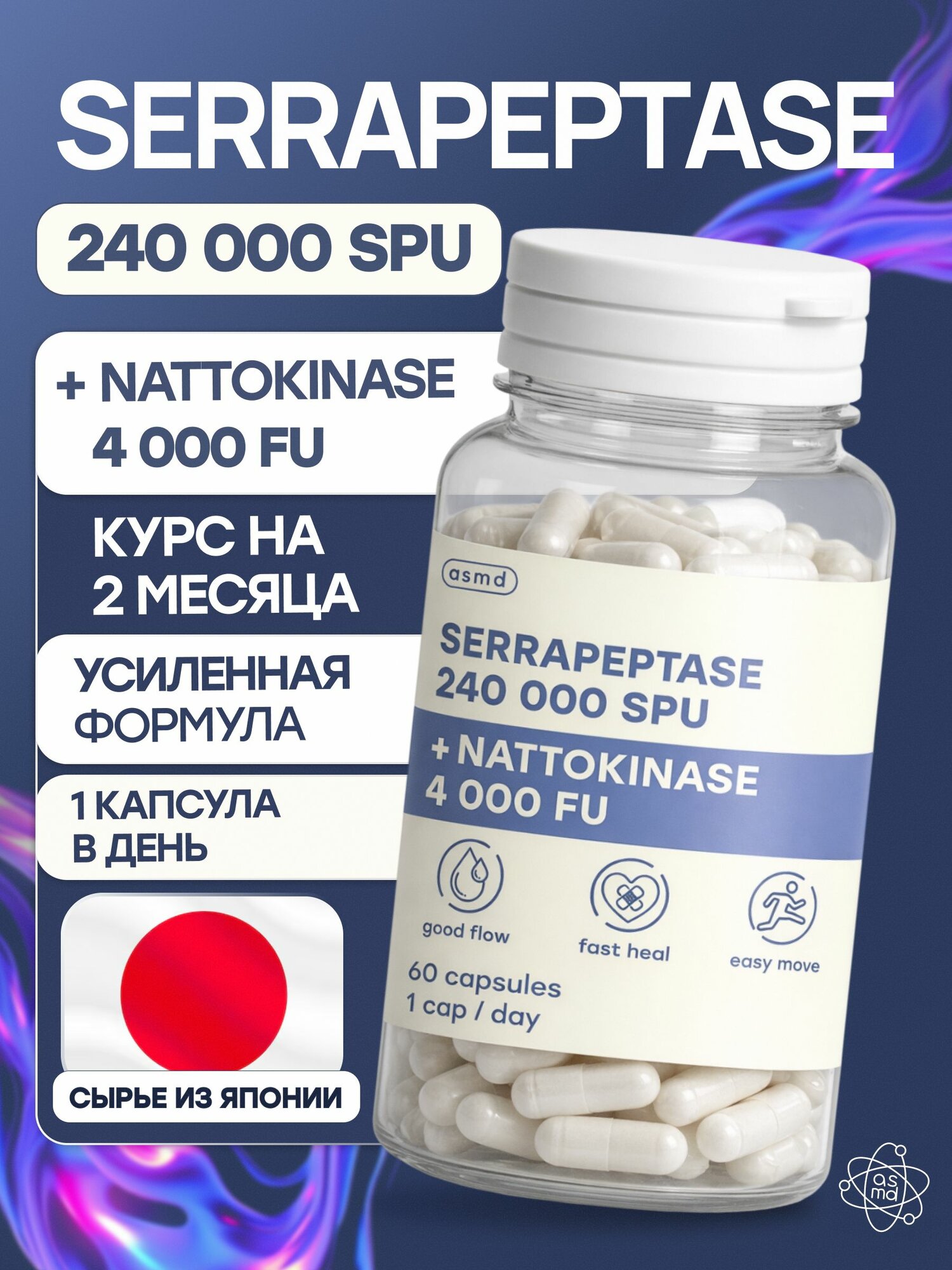 Серрапептаза (Serrapeptase) + Наттокиназа (Nattokinase)