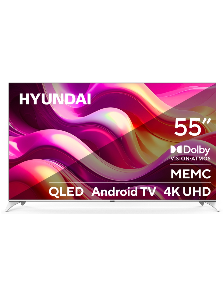 Телевизор Hyundai H-LED55QBU7500 55" QLED, 4K Ultra HD, черный, смарт ТВ, Android