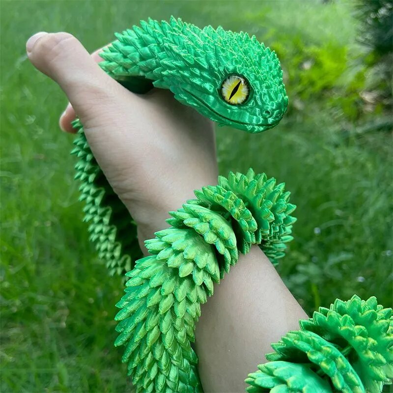 Модель змеи игрушки, подвижная, 3D печатный продукт, зеленый 60cm