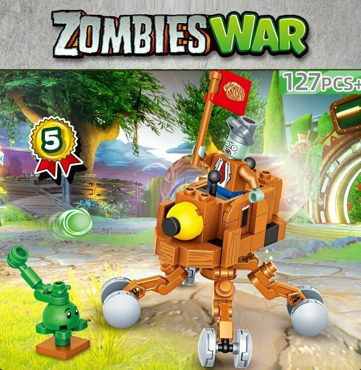 Конструктор Растения против Зомби / Plants vs Zombies совместим с конструкторами лего (127 деталей, пакет) 7234 E Растения против Зомби совместим с Lego строительный набор