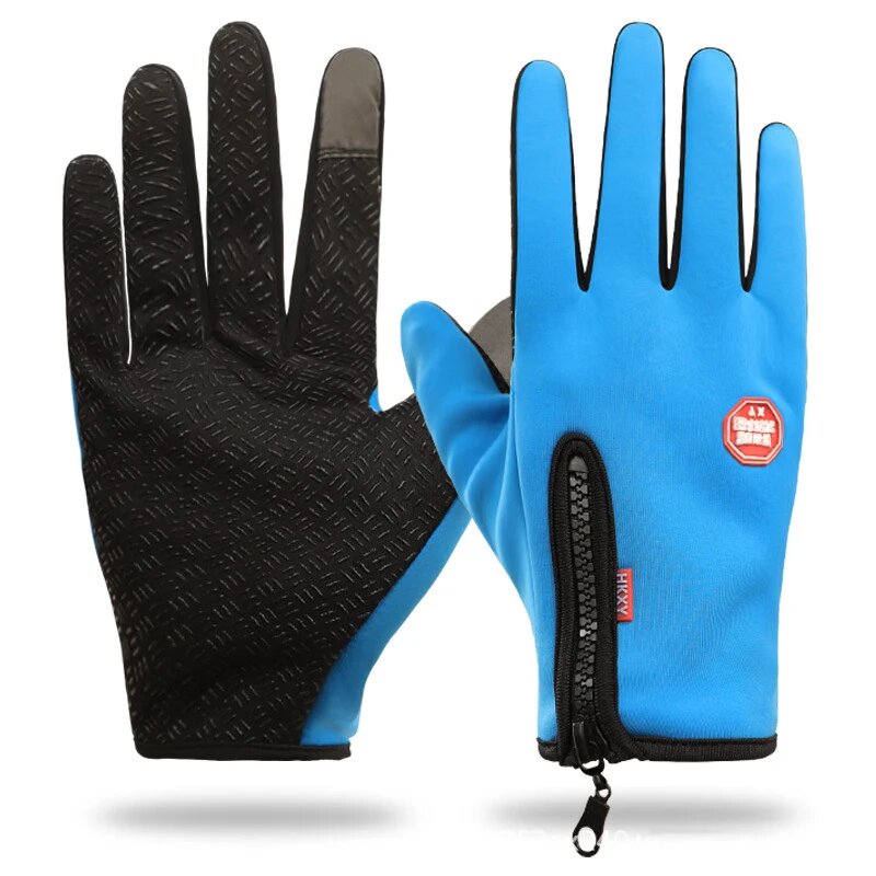 Зимние велоперчатки мужские, blue, XL