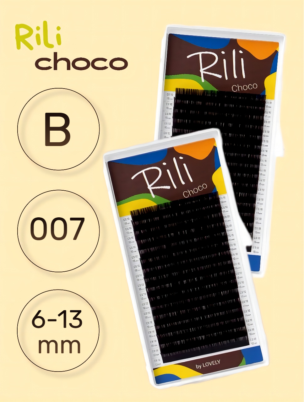 Ресницы темно-коричневые Rili Choco mix B 0.07 6-13 mm (16 линий)