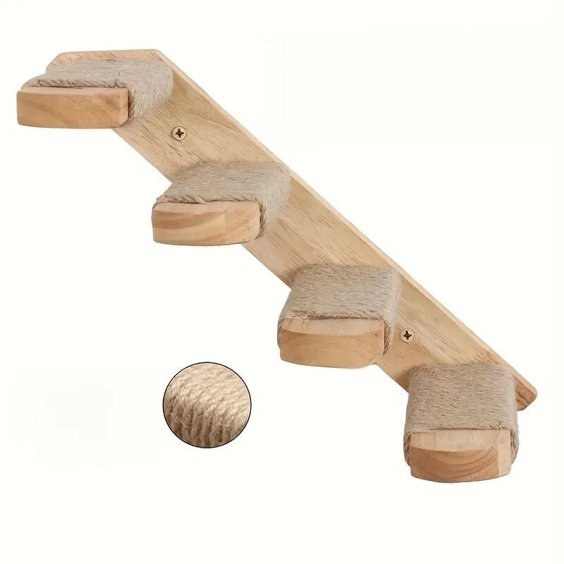 Лесенка когтеточка настенная мостик для кошек, Настенная лесенка для кошек с джутовым канатом, деревянный мостик для питомцев