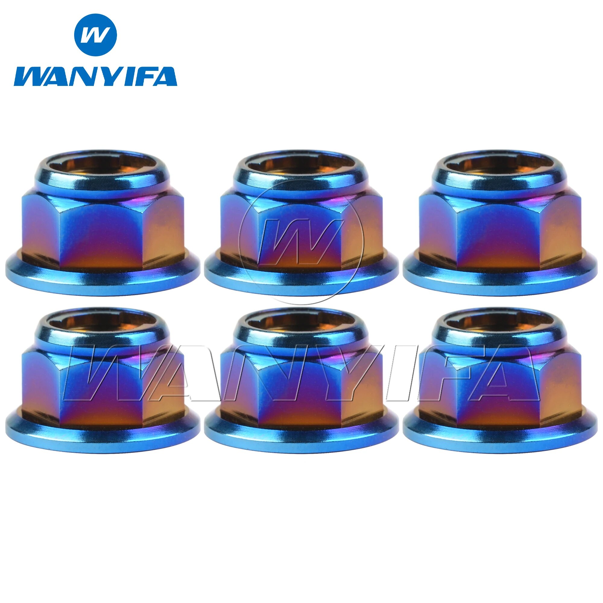 Титановые гайки Wanyifa M6/M8/M10/M12 6 шт. M10 Pitch 1.25mm, Burn Blue