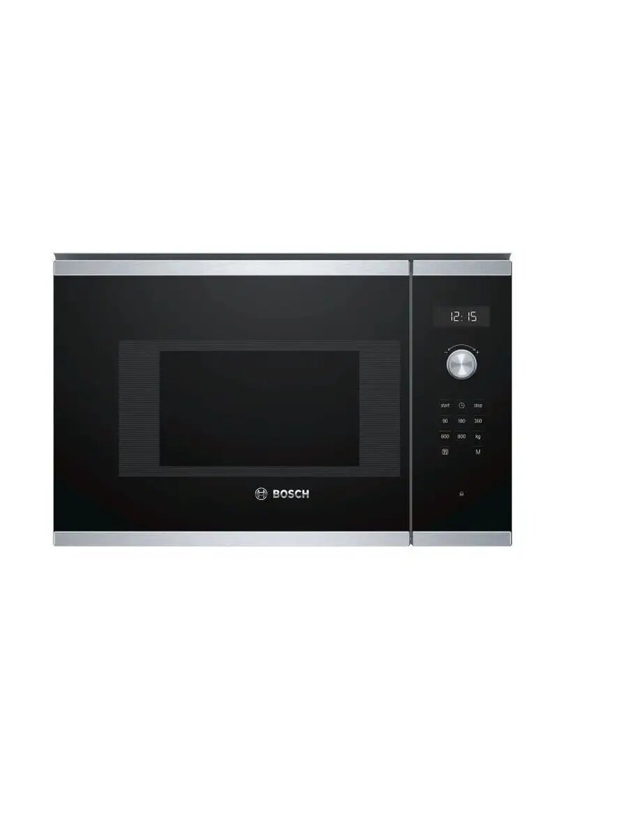 Микроволновая печь Bosch BFL524MS0 нержавеющая сталь/черный, встраиваемая, 800 Вт, 20 литров, LED-дисплей