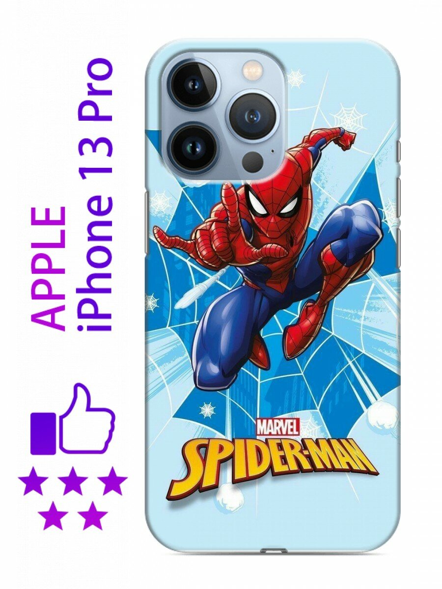Чехол для Iphone 13 Pro с принтом для мальчиков Человек паук снег (Айфон 13 Про)