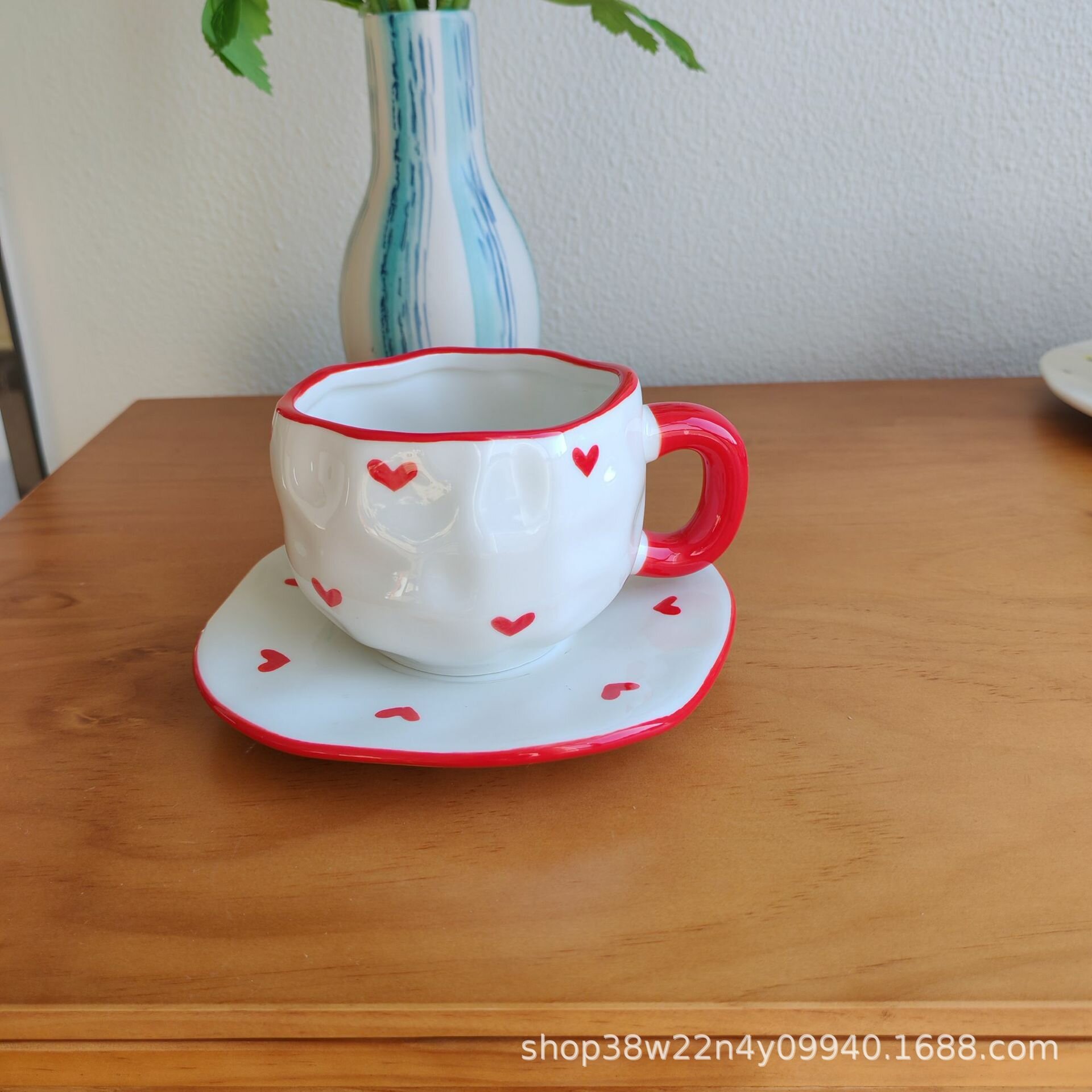 Керамическая кружка с ручной росписью в виде сердца, кофейная чашка нестандартной формы, милая чашка для завтрака, чашка для воды.