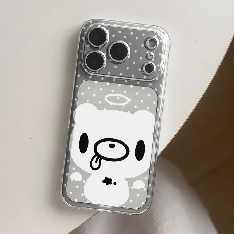 Чехол для iPhone 12 с милым медведем в горошек