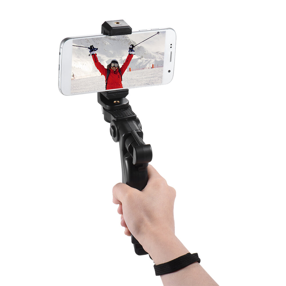 Универсальный мини-трипод-стойка ручная ручка стабилизатор с регулируемым клеем-держателем для смартфона для iPhone 7 Plus/7/6/6 Plus/6s, для Samsung Galaxy S7/S6, черный, пластик, ширина телефона 6-9.5 см, вес трипода 85 г, вес клея 36 г