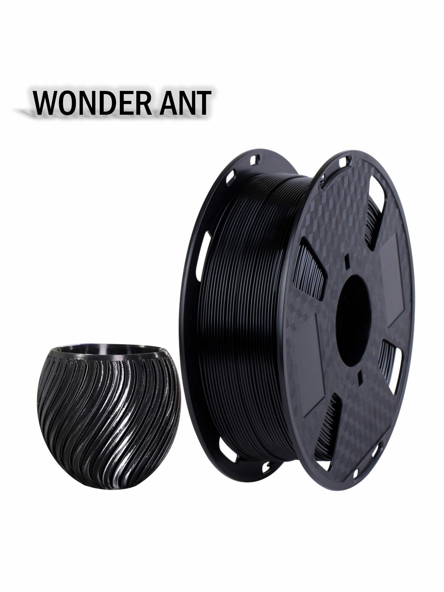 1kg PETG нить Пластик для 3Д принтера и 3d ручки PETG 1кг 1.75mm черный Пластик для 3D печати WONDER ANT