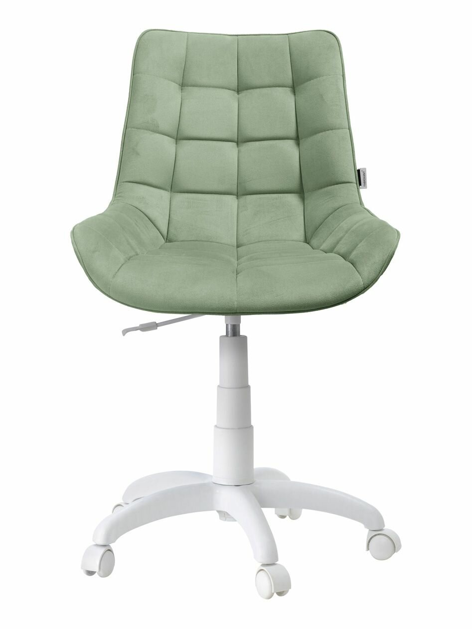 Офисное, компьютерное кресло Феликс Джи на колесиках, без подлокотников, 62х62х87 см, Мятный, велюр / Белый