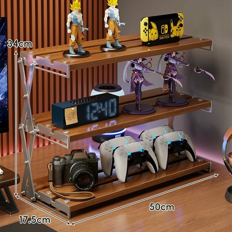 Складная настольная полка для чашек, 2/3 яруса, длина 30/40/50 см, ширина 17.5 см, для офиса, кухни, бара