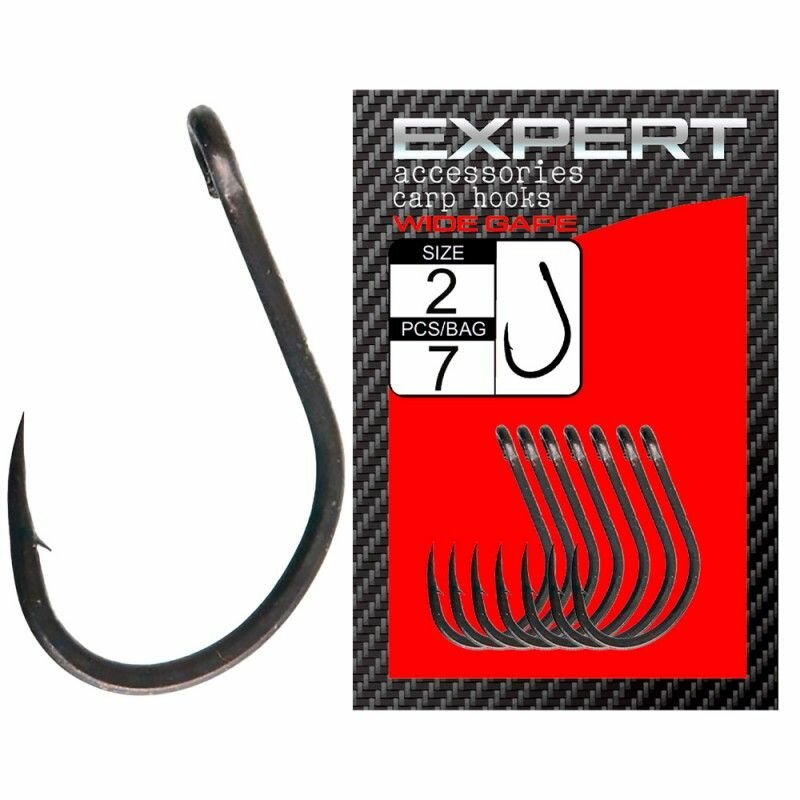 Набор крючков Carp Pro Teflon Wide Gape, №2, для карповой рыбалки, 7 шт