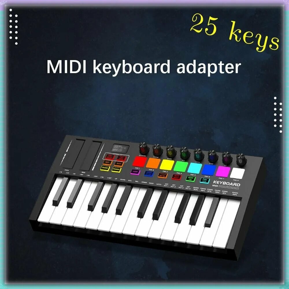 25-клавишная MIDI-клавиатура, легкая и интеллектуальная, для диджеев и композиторов