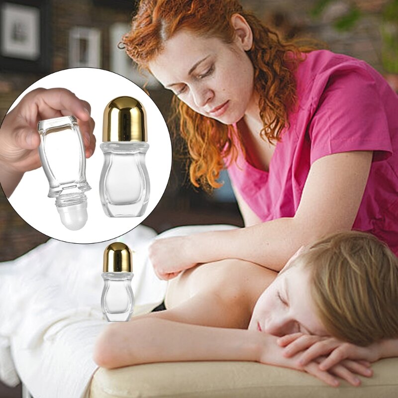 1 флакон плоского шарика объемом 50 мл + золотистая гальваническая куполообразная крышка для розлива эфирного масла -1 флакон