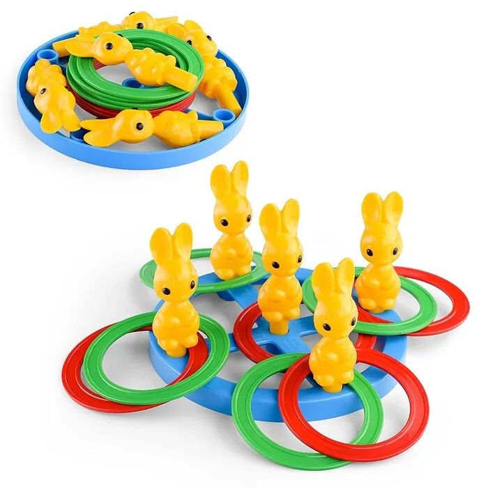 Кольцеброс Пластмастер "Зайчики" 40013, 8 разноцветных колец пластик