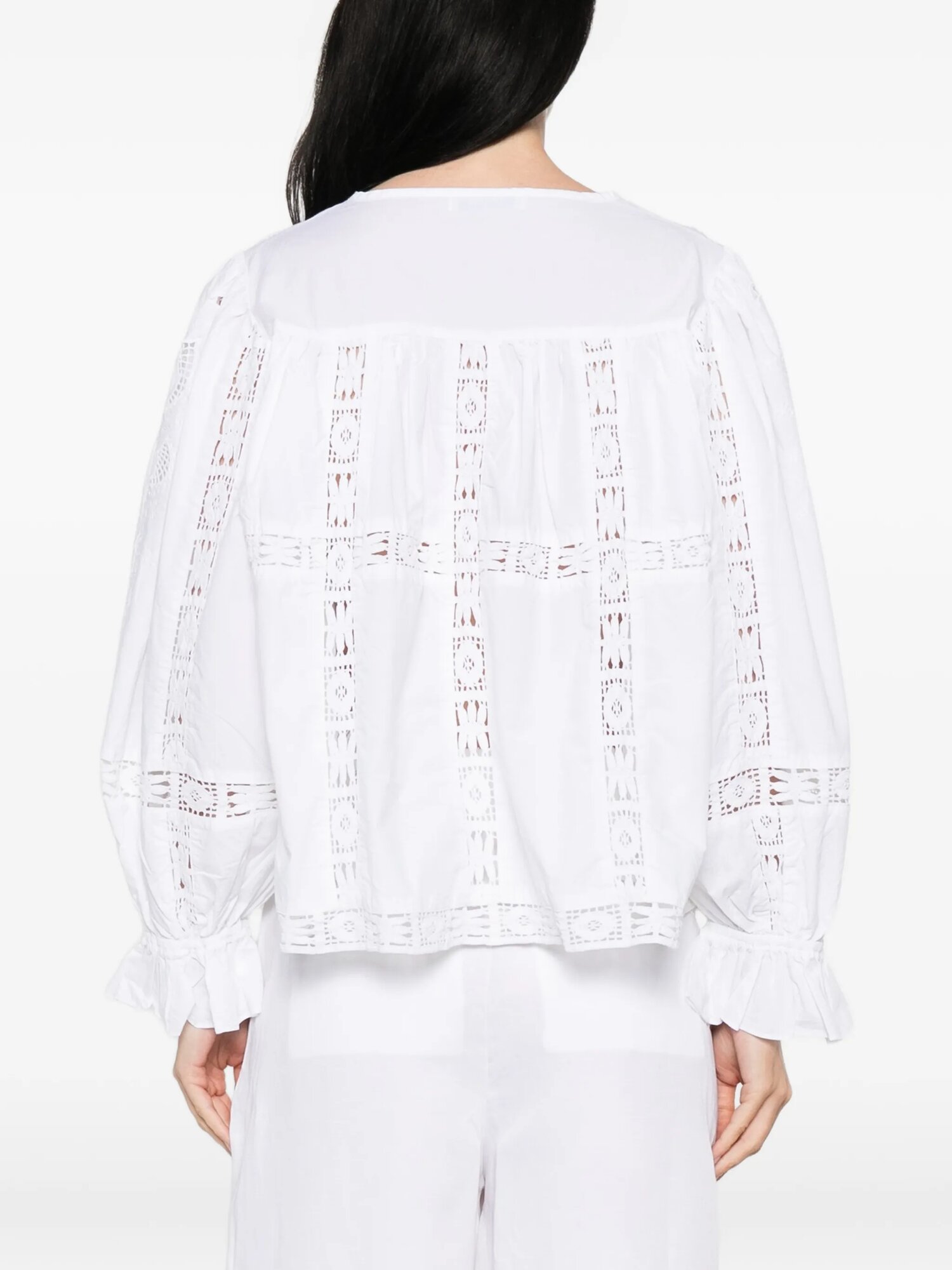 Блуза JcSophie Lace ruffled blouse, размер 34, white — фото 1