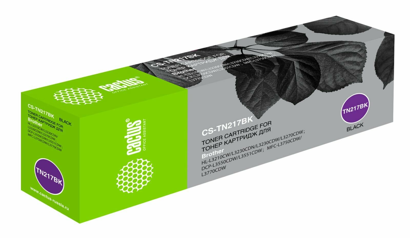 Картридж лазерный CACTUS TN-217BK черный, 3000 страниц, для Brother HL3230 DCP3550 MFC3770 (CS-TN217BK)