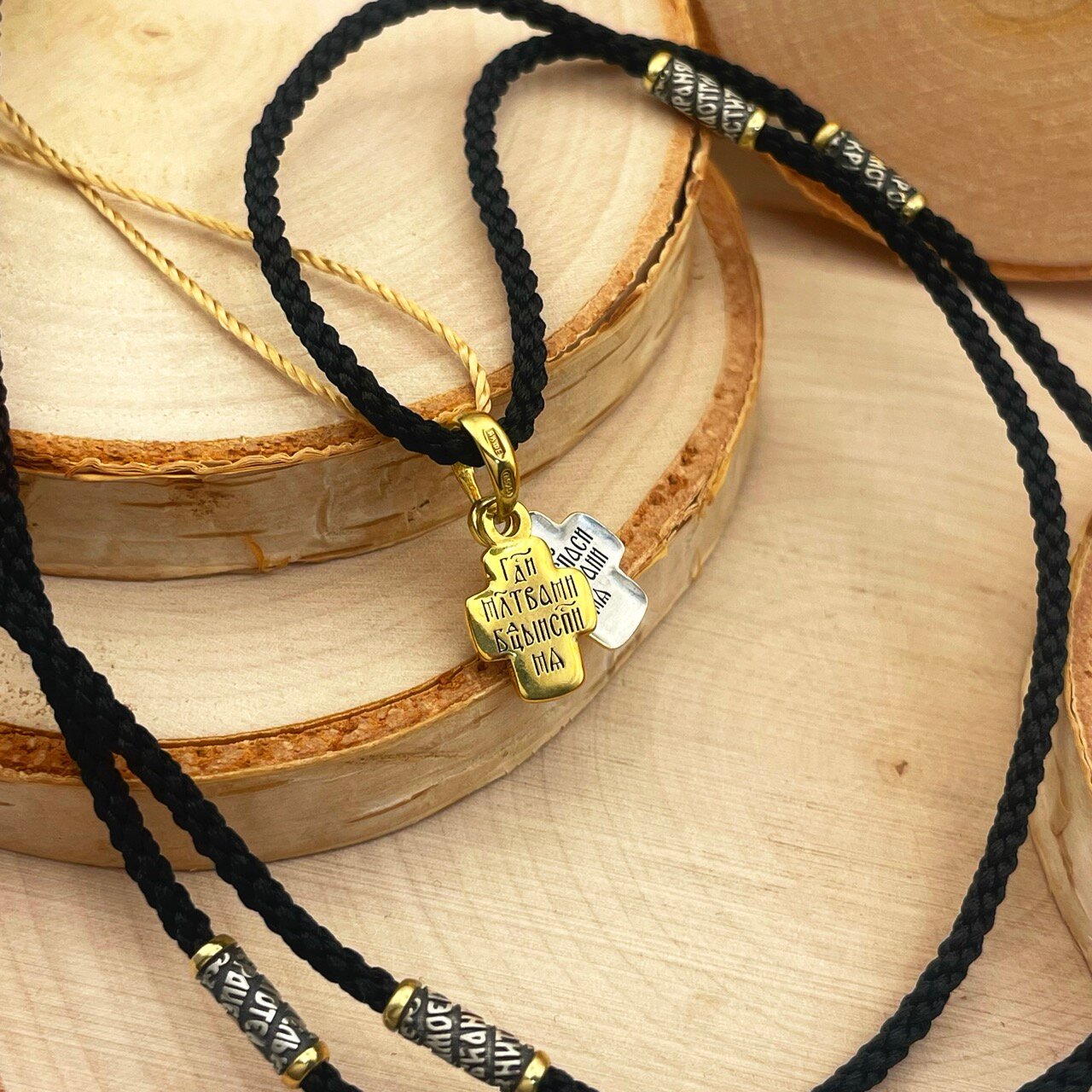 Крестик, серебро, 925 проба, чернение, золочение, оксидирование