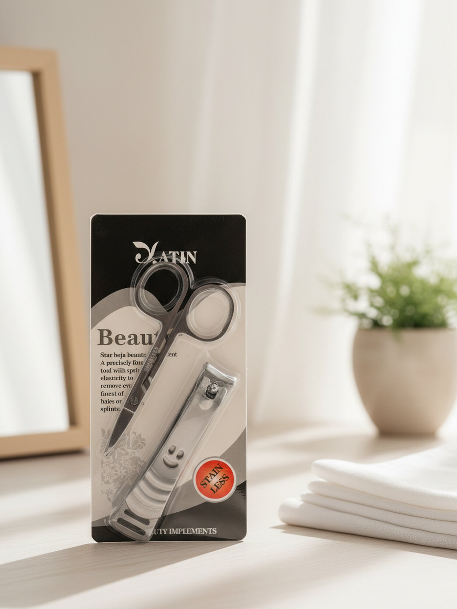 Маникюрный набор 2 предмета: книпсер и ножницы для ногтей серебристые Y4-11552, профессиональный уход за руками