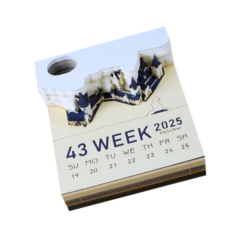 2025 3D Бумажная Скульптура Календарь Светодиодная Подсветка 2025 Настольный Календарь Настольное Украшение Разрываемые Блокноты Часы Календарь