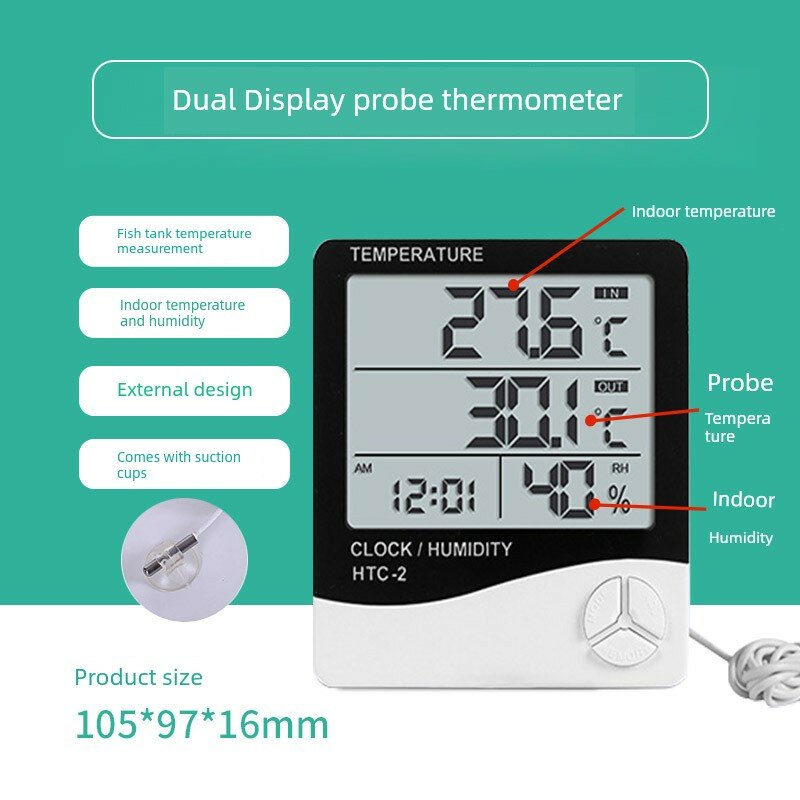 Цифровой термометр для аквариума с двойным датчиком - датчик температуры воды с внешним дисплеем