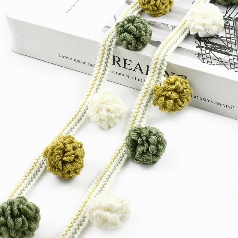 Цветная бахрома с кисточками Meetee Green-44mm, 2Meters