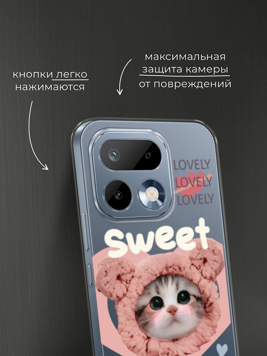 Чехол на Realme 16 Pro / Реалме 16 Про с принтом Sweet lovely kitten 2, прозрачный — фото 1