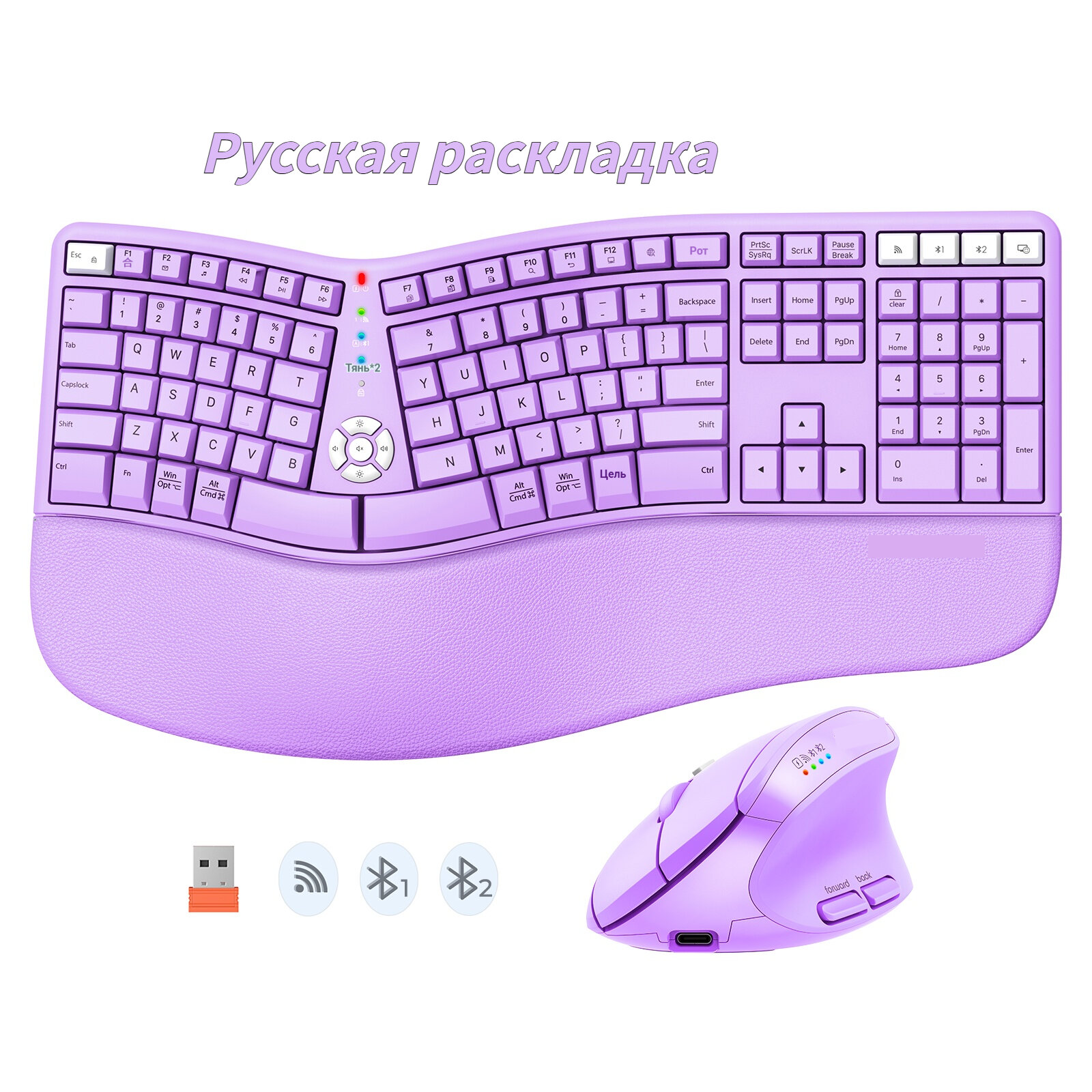 Набор для совещаний DirectorC2, эргономичная беспроводная клавиатура и мышь, с функциями 2.4G и Bluetooth, подходит для Windows / Mac / компьютера /ноутбука, русская раскладка