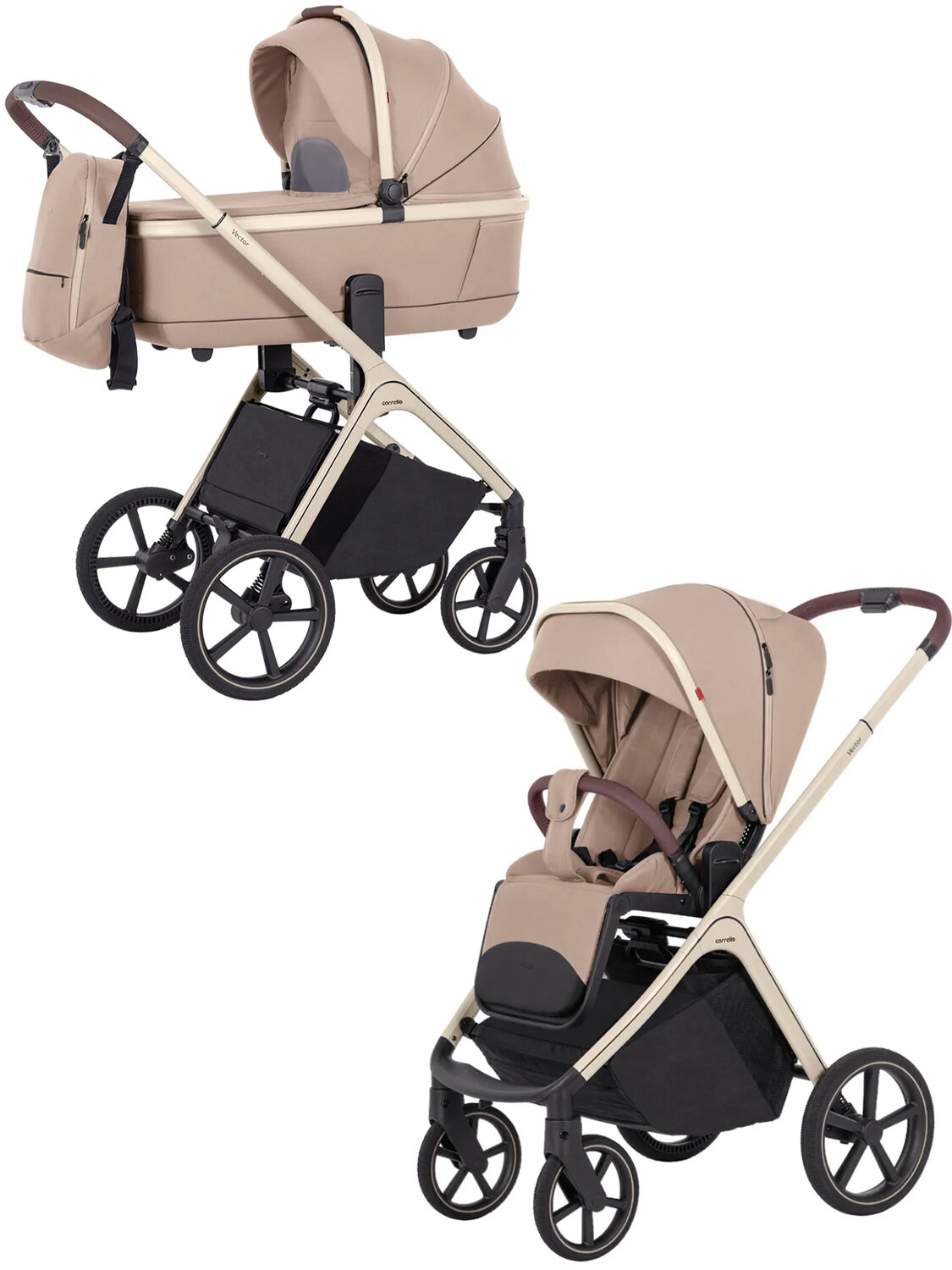Коляска 2 в 1 CARRELLO Vector CRL-6550 Walnut Beige, всесезонная, бежевый