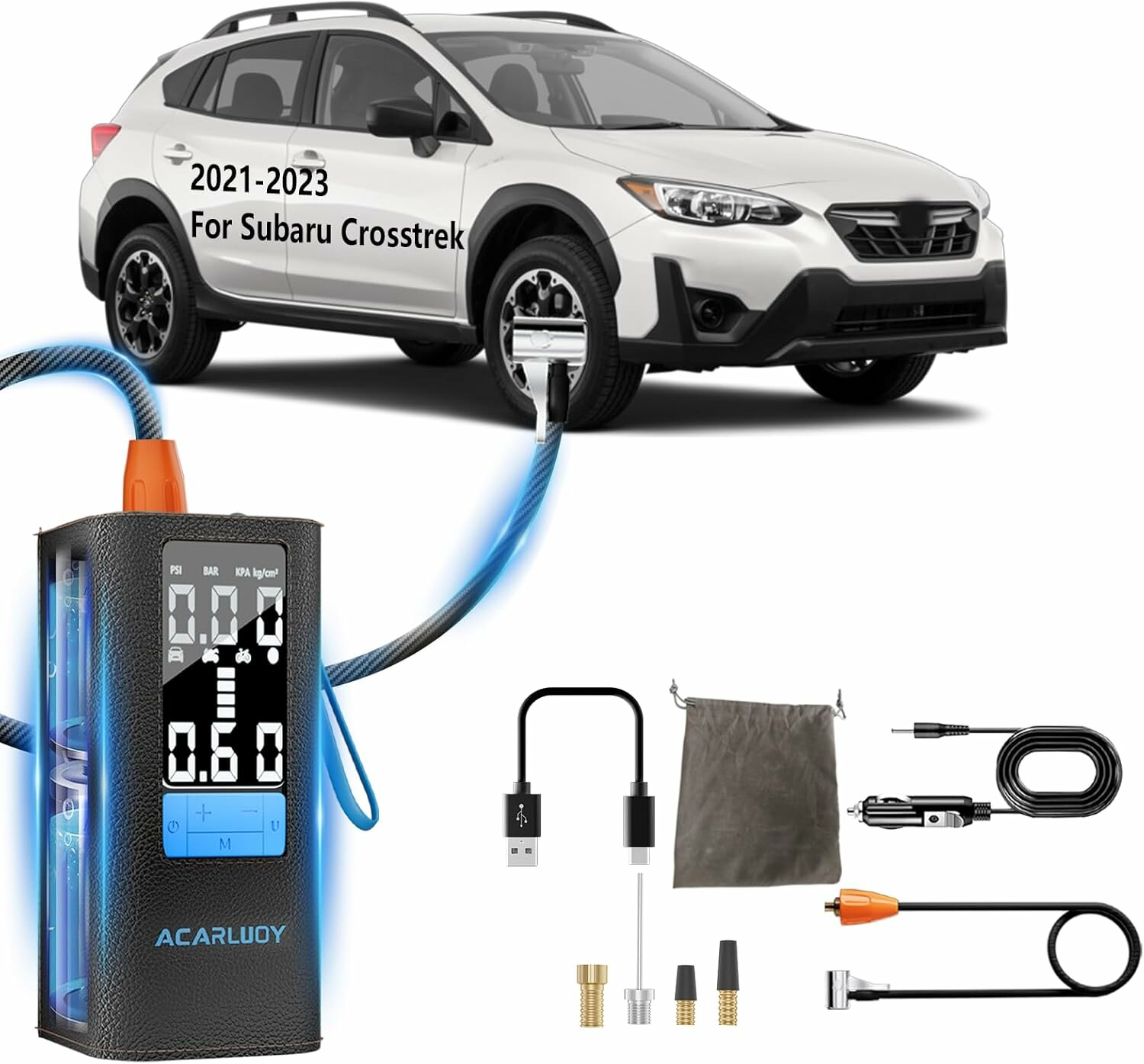 Воздушный насос, портативный компрессор, автомобильные аксессуары, подходят для Subaru Crosstrek 202-2023, аккумулятор 6