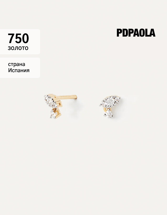 Серьги, желтое золото, 750 проба, бриллиант