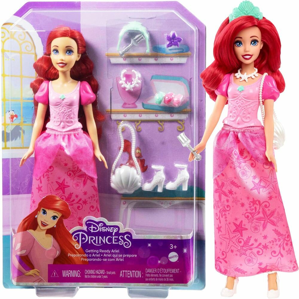 Кукла Принцесса Дисней Ариэль HLX34, 29 см, в фирменном платье, с аксессуарами, подарок девочке