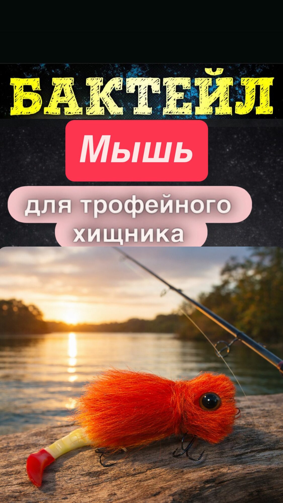 Приманка на хищника бактейл Мышь, искусственный мех, 155мм, красная