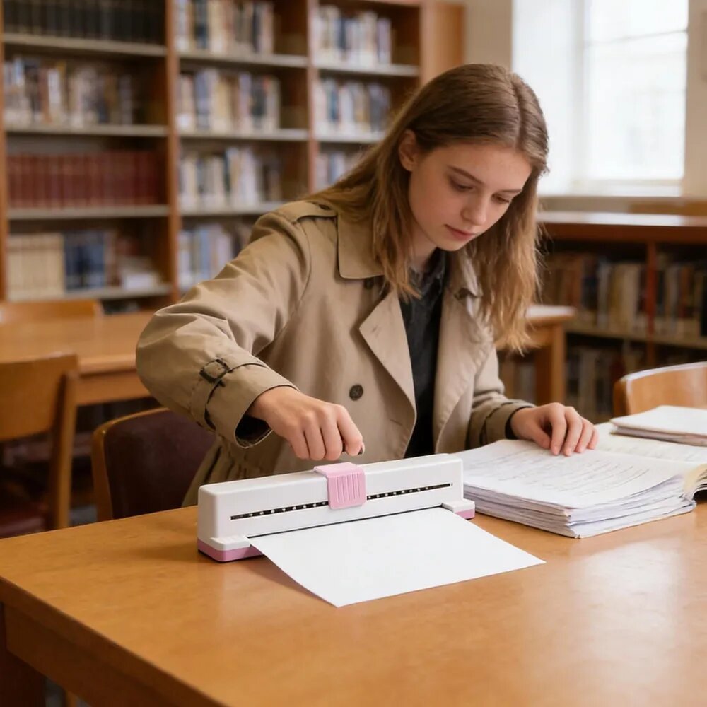 Дырокол розовый 1 шт. для бумаги, пластиковый корпус, для 2 отверстий