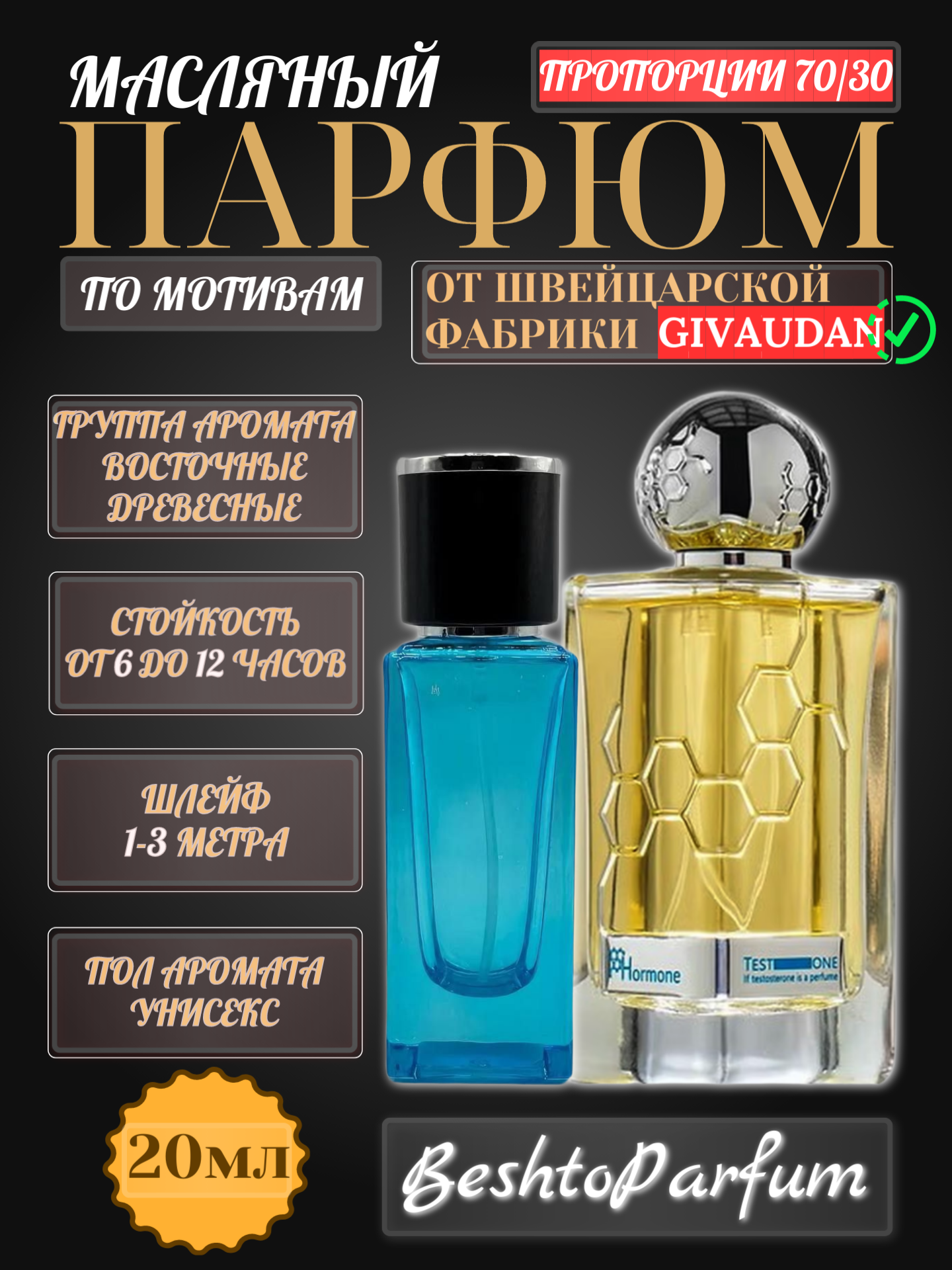 Масляные духи по мотивам This is not Testosterone — стойкий нишевый древесный аромат / 20мл