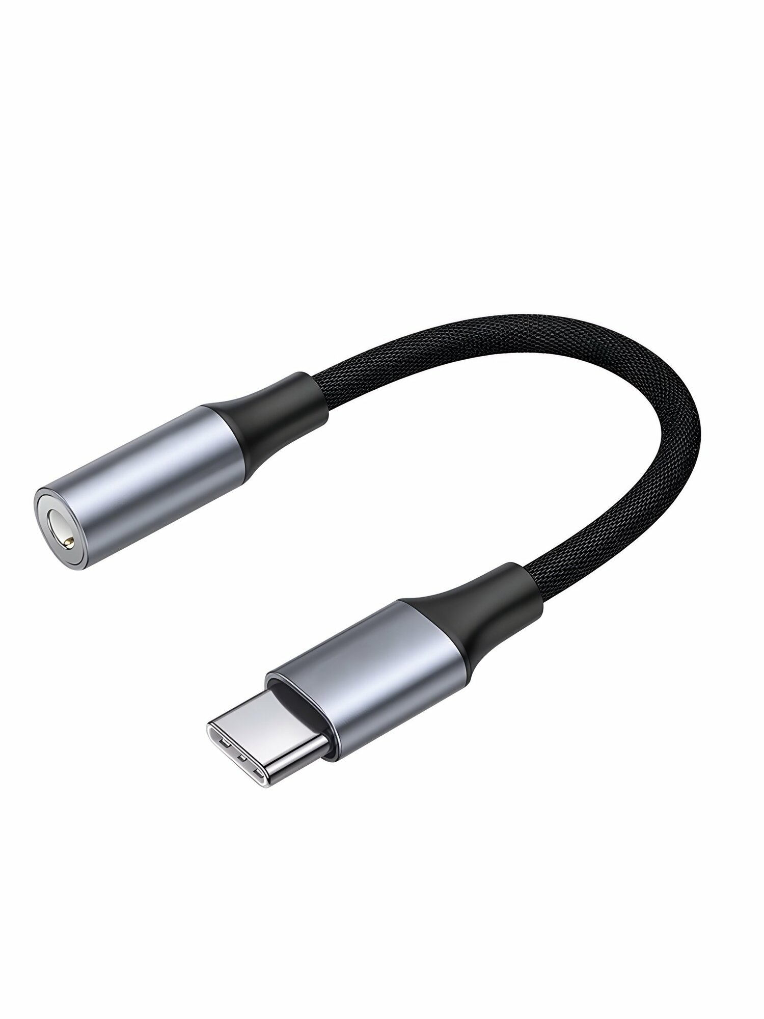 Адаптер-переходник Vixion VX-13c PRO Type-C to AUX Jack 3.5мм, 0.1 м, темно-серый, для наушников и смартфонов