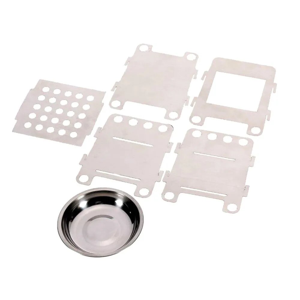Складная портативная печь для кемпинга из нержавеющей стали, самовар для барбекю, многотопливная дровяная печь — фото 1