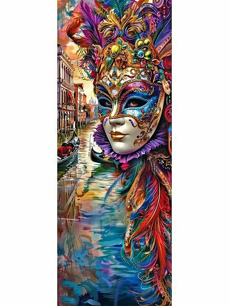 Алмазная мозаика / размер 50x150CM/Маски Венеции/алмазная вышивка/Подходит для украшения стен (без подрамника, без рамки)