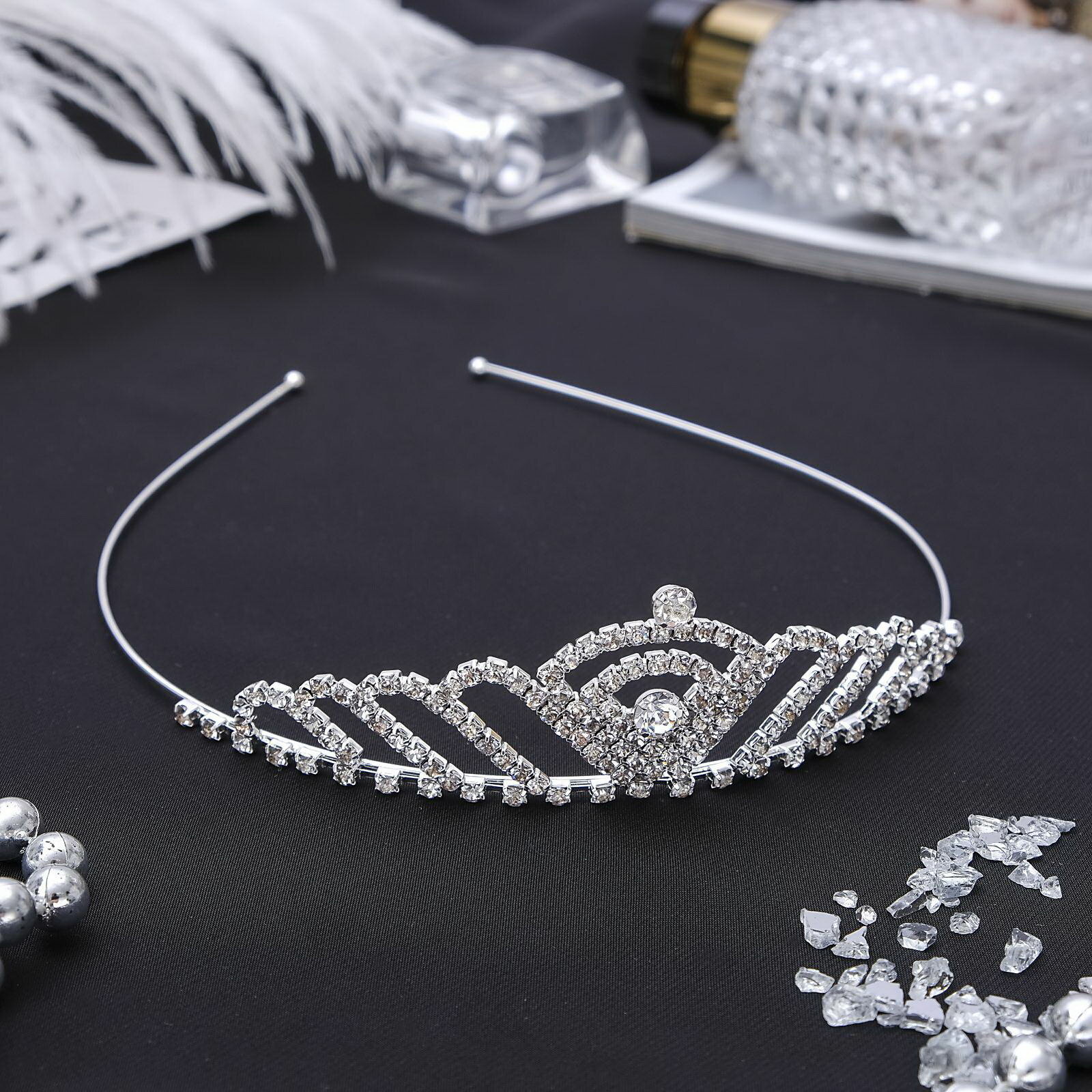 Диадема для волос "Мерцание", корона, серебро, цвет: серебристый