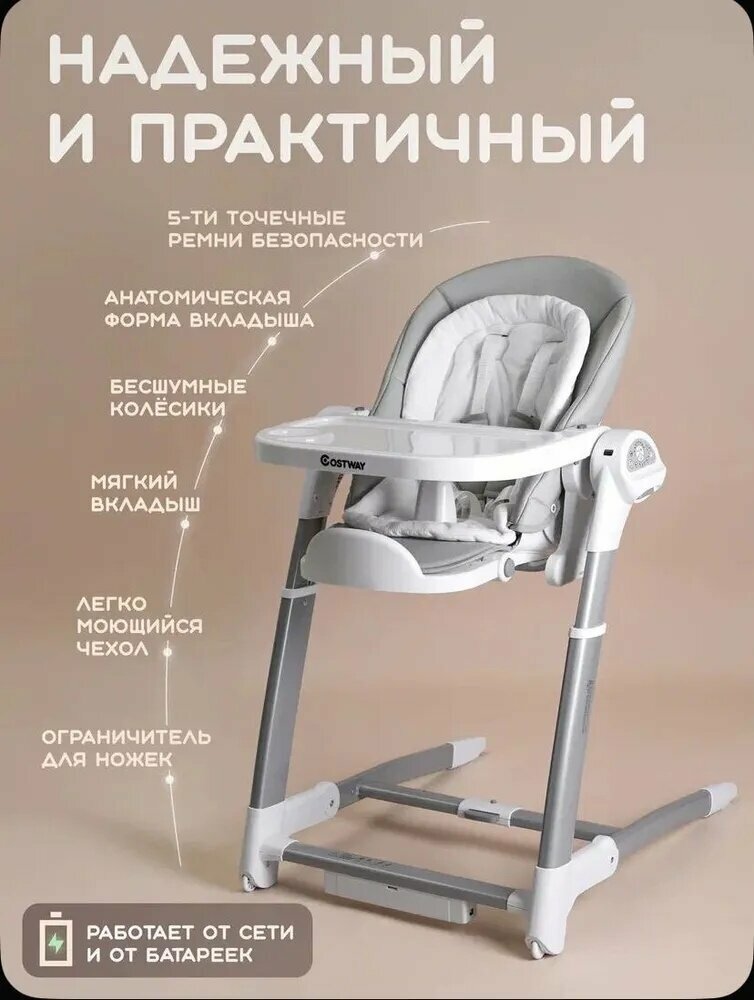 Стульчик для кормления ребёнка+электрическая качеля. Трансформер 3 в 1