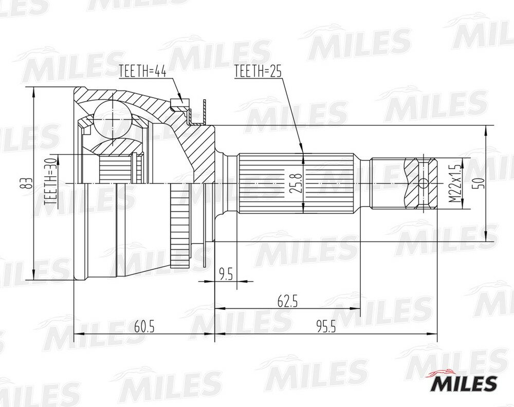 ШРУС наружный MILES GA20552 Hyundai Matrix, комплект