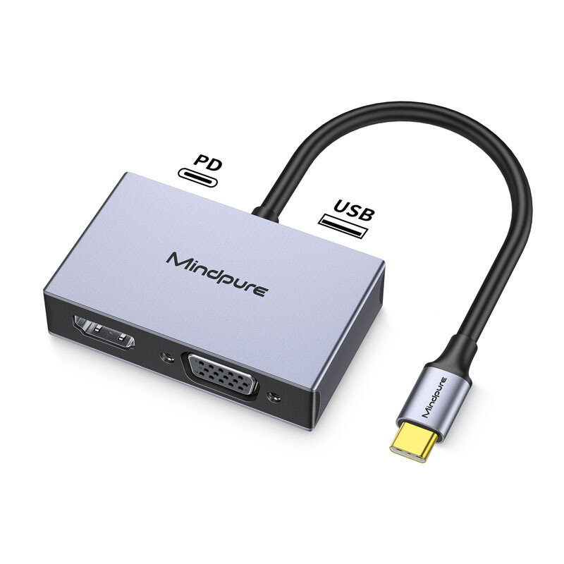 Док-станция Type-C HDMI+VGA, гигабитная сетевая карта, USB-хаб, адаптер, USB-флеш-накопитель, 4K PD, мультипорт