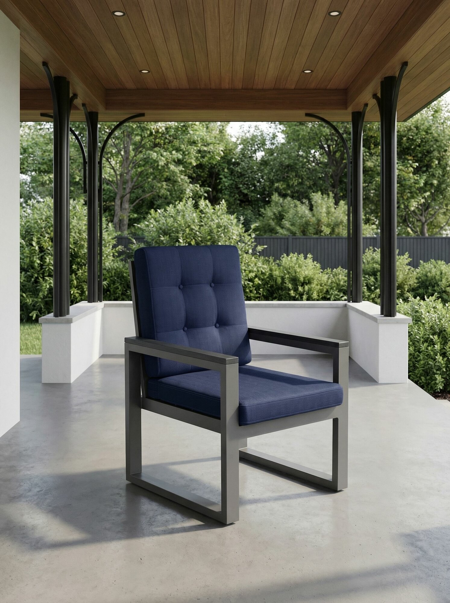 Кресло из ротанга, Quadro, синий, для дома, дачи, террасы и кафе, садовая плетёная мебель, 770×660×920 мм